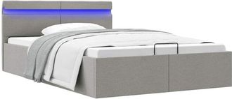 vidaXL Bett mit Bettkasten Hydraulisch LED Hellgrau Stoff 120x200 cm vidaXL