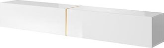 Selsey TV Schrank Board Sideboard Fernsehtisch Fernsehschrank 200 cm Hängend Weiß Gold Bisira