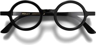 London Mole Lunettes Lunettes de lecture Moley | Lunettes rondes | Lecteurs sympas | Lunettes de lecture élégantes | Hommes Femmes Unisexe | Noir brillant | + gro
