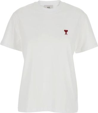Ami Femme, Tops, Blanc, Taille: 40 FR T-shirt De Coeur