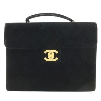 Chanel Pre-owned Velvet Leather Matelasse Coco Mark Briefcase - - Pre-owned - Damen - Schwarzk - ONE SIZE