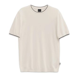 Bugatti Geripptes Viskose-T-Shirt - - Knitwear - Herren - Wei&szlig; - 2XL
