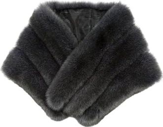 Generic Ch&acirc;le &eacute;l&eacute;gant et tendance - Enveloppe dhiver blanche, couverture d&eacute;paule de mari&eacute;e, fausse &eacute;charpe, capelet de mariage avec texture en peluche | Faux 