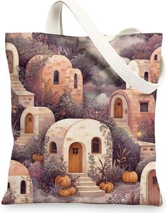 Generic Sacs fourre-tout en toile artistique, sacs à provisions réutilisables, légers et lavables avec bandoulière, multicolore, 13x15 Inch