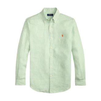 Polo Ralph Lauren Gestreiftes Leinenhemd mit Knopfleiste - - Shirts - Herren - Gr&uuml;n - M