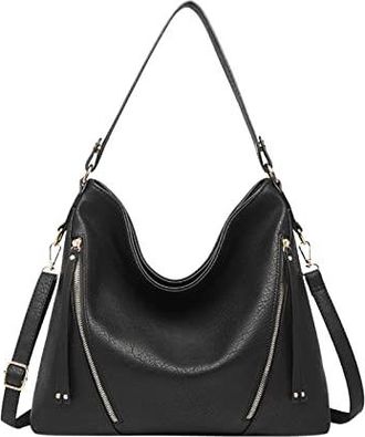 Generic Sac &agrave; main en cuir pour femme - Grande capacit&eacute; - Sac fourre-tout Bolso Para Mujer - Sac &agrave; bandouli&egrave;re en cuir, Noir, taille unique