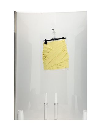 Celine Womens Mini Skirt Draped Viscose Dandelion Yellow