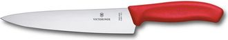 Victorinox by Swiss Army Swiss Classic, Profi Tranchiermesser Fleisch, Extra Scharfe Klinge, gerader Schliff, 19 cm, Kunststoffgriff, Rostfreier Stahl, Rot