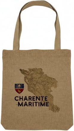 Fabulous Sac Shopping Tote Bag Aspect Lin - Charente Maritime 17 Departement La Rochelle Carte Ancienne - Sac de Courses Toile Epaisse 360g Beige Naturel Cabas