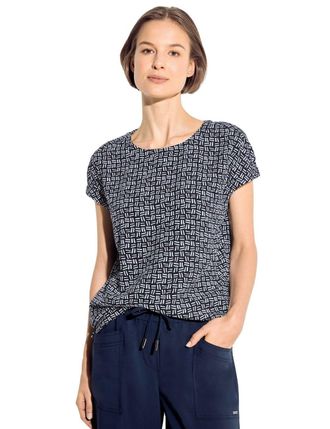 Cecil Damen B344668 Print Bluse, universal Blue, S
