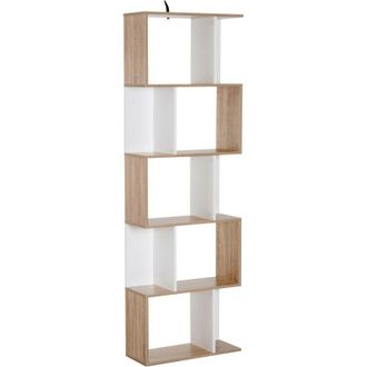 HOMCOM Homcom - Biblioth&egrave;que &eacute;tag&egrave;re contemporaine en S - 5 &eacute;tag&egrave;res 60L x 24l x 185H cm - Panneaux de particules m&eacute;lamin&eacute;s - Charge max 20 kg par niveau