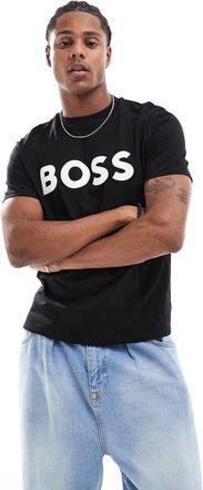 Boss Orange by Hugo Boss Thinking - T-Shirt in Schwarz mit wei&szlig;em Logo