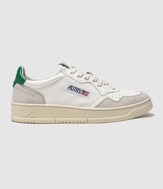 Autry Baskets Homme Medalist Cuir Blanc, Beige, Vert Amazone