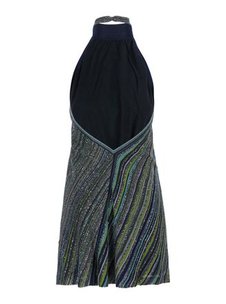 Missoni Womens Sleeveless Sequin Viscose Dress With Cut-Out Blue