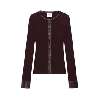 Courr&egrave;ges Rippstrick-Cardigan - - Knitwear - Damen - Rot - XS