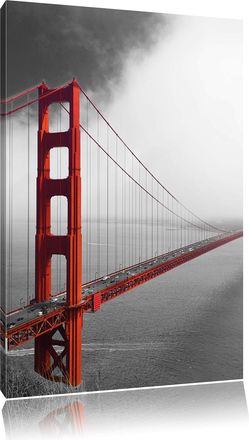 Pixxprint Golgen Gate Bridge in San Francisco, Größe: 60x40cm, Leinwandbild, fertig gespannt, Wandbild, Dekoration, Kunstdruck, kein Poster