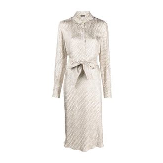 Kiton Elegantes Beige Seiden Midi Kleid - - Dresses - Damen - Beige - XS