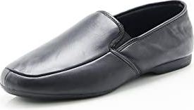 Damart Chaussons Dessus Cuir pour Homme, Couleur : Noir, Taille : 45