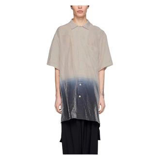 Yohji Yamamoto Femme, Blouses et Chemises, Gris, Taille: 40 FR Dip Dye Short Sleeve Long Shirt