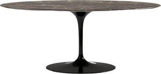 Les Tendances Table ovale TULIPE plateau en marbre - Collection Marbre brun emperador Noir brillant 160 cm-Plateau Marbre brun emperador-Largeur 160 cm-Pi&egrave;tement
