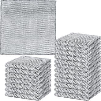 BASICON 20Pcs Double Layer Stahl Draht Geschirrtuch, Basicon 20 * 20cm Nicht kratziger Mehrzweckw&auml;scher Silberdraht Wunder Reinigungst&uuml;cher f&uuml;r K&uuml;che Kochgesc