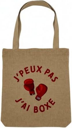 Fabulous Sac Shopping Tote Bag Aspect Lin - JPeux Pas Jai Boxe Boxeur Sport Combat - Sac de Courses Toile Epaisse 360g Beige Naturel Cabas Port&eacute; Epaule Solide 