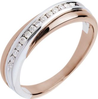 Edenly Trauring Diamantenband in Weiss- und Roségold - Kanalfassung - 14 Diamanten