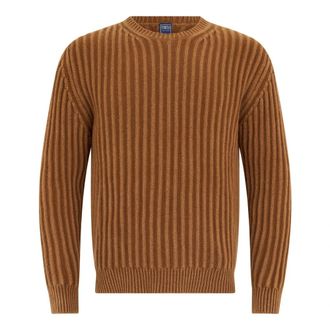 Fedeli Rippstrick-Pullover mit Rundhalsausschnitt - - Knitwear - Herren - Braun - XL