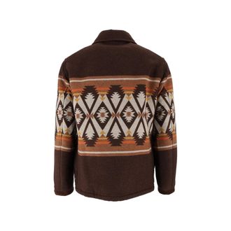 Fay Wool Blend Geometric-Patterned Jacket - Brown