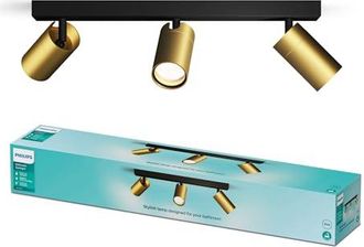 Philips Idris 3er Spotleuchte, GU10 Lampe nicht enthalten, Messing, IP44, wasserfest, Gold