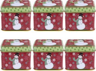 BESTONZON 6 Stücke Metall Keksdosen Plätzchendosen Weihnachtsdose Gebäckdosen Kleine Metalldose Leere Blechdosen mit Deckel Blech Dosen Retro Vorratsdose Vintag