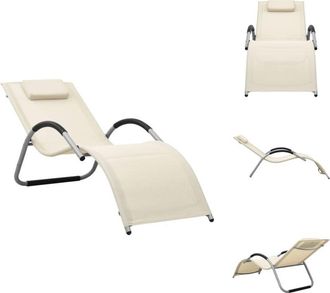 vidaXL Sonnenliege Textilene Creme und Grau - Sonnenliege - Gartenliege - Strandliege - Textilene Liege - Alu Liege