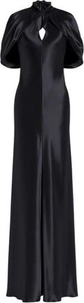 Alberta Ferretti Femme, Robes, Noir, Taille: 44 FR Robe de Soir&eacute;e en Satin avec Manches Cape
