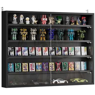 HOMCOM Vitrine pour Collection vitrine Murale 80 x 9,5 x 60 cm avec 4 étagères réglables en Hauteur et 2 Portes coulissantes en Verre, pour Collection de Fig
