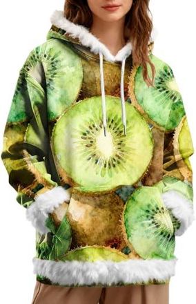 Generic Sweat à capuche surdimensionné de Noël pour homme et femme - Bordure unie - Manches longues - Avec poches - Pull de Noël 2025 pour femme - Moelleux, P