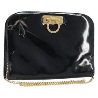 Ferragamo Pre-owned Schultertasche aus Lackleder - - Pre-owned - Damen - Schwarzk - ONE SIZE