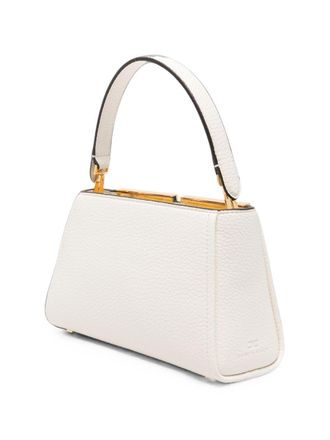 Elisabetta Franchi Logo Plaque Top Handle Bag - White