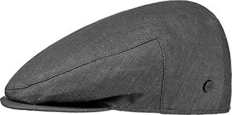 Lierys Casquette Plate en Lin Inglese Homme - Made in Italy Gavroche avec visière, Doublure Printemps-été - 61 cm Noir