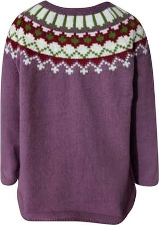 Generic Pull Norv&eacute;gien pour Femme Hiver Chaud Chic Et &Eacute;l&eacute;gant Pullover Tricot&eacute; Col Rond Manche Longue Sweater Motif Jacquard Tunique Grande Taille Pas Cher Ba