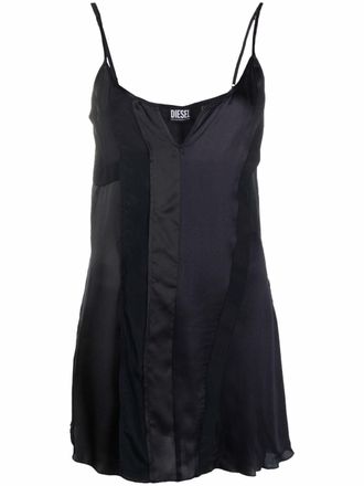 Diesel robe-nuisette en satin &agrave; design &agrave; empi&egrave;cements - Noir
