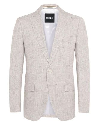 HUGO BOSS Einreihiges Sakko aus einem Baumwolle-Leinen-Mix in