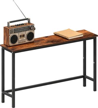 Generic Konsolentisch mit Metallrahmen, schlanker kompakter Display -Tisch für Flur, Sofa -Tisch für kleine Räume, Eingangsbereich, Wohnzimmer, rustikales Bra