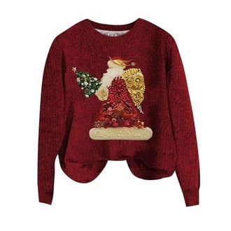 Generic Sweat-shirt uni pour femme chemisier sans chapeau décontracté couleur unie Noël imprimé Noël à manches longues sweat à capuche vêtements de sport pour