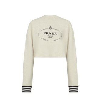 Prada Sweatshirt aus Baumwolle in Beige