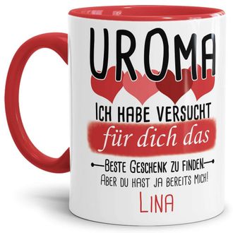 Tassendruck Geschenk Tasse mit Spruch PERSONALISIERT - Bestes Geschenk f&uuml;r Uroma von Urenkel - Kaffee-Tasse/Geschenkidee Geburtstag Muttertag/Muttertagsgeschenk -