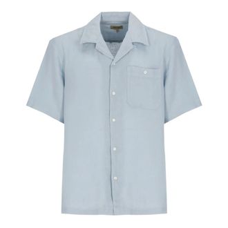 Woolrich Homme, Chemises, Bleu, Taille: XL S/S Linen Shirt