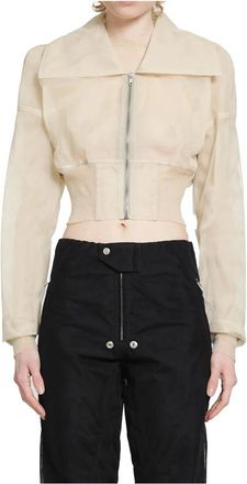 Rick Owens Femme, Vestes, Beige, Taille: 36 FR Dracucollar Cropped Bomber