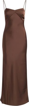 Rotate Rotate Birger Christensen, Femme, Robes, Brun, Taille: 36 FR Satin Maxi Slip Dress
