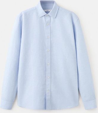 Mango Chemise regular-fit lin coton rayures bleu ciel - Homme - XXL - MANGO MAN