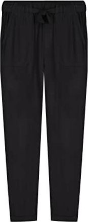 Deeluxe Pantalon fluide uni ELIDA REGULAR Femme, 100% Viscose, Confortable et &Eacute;l&eacute;gant, Id&eacute;al pour Printemps-&Eacute;t&eacute;, Coupe Droite avec Cordon &agrave; Nouer, Style Casua